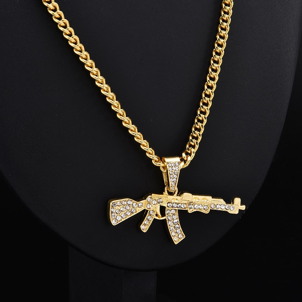 Iced out AK-47 Chain – Black Crown Fashion
