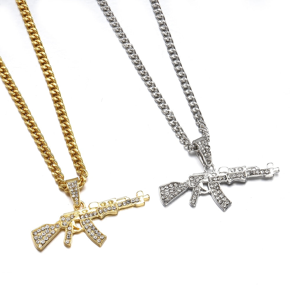 Iced out AK-47 Chain – Black Crown Fashion