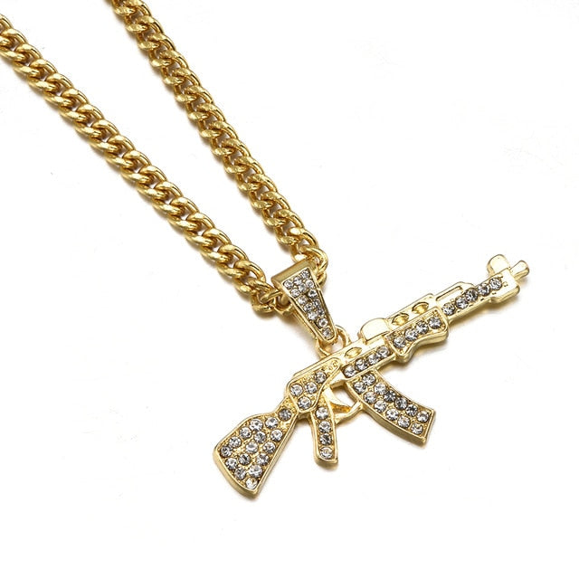 Iced out AK-47 Chain – Black Crown Fashion